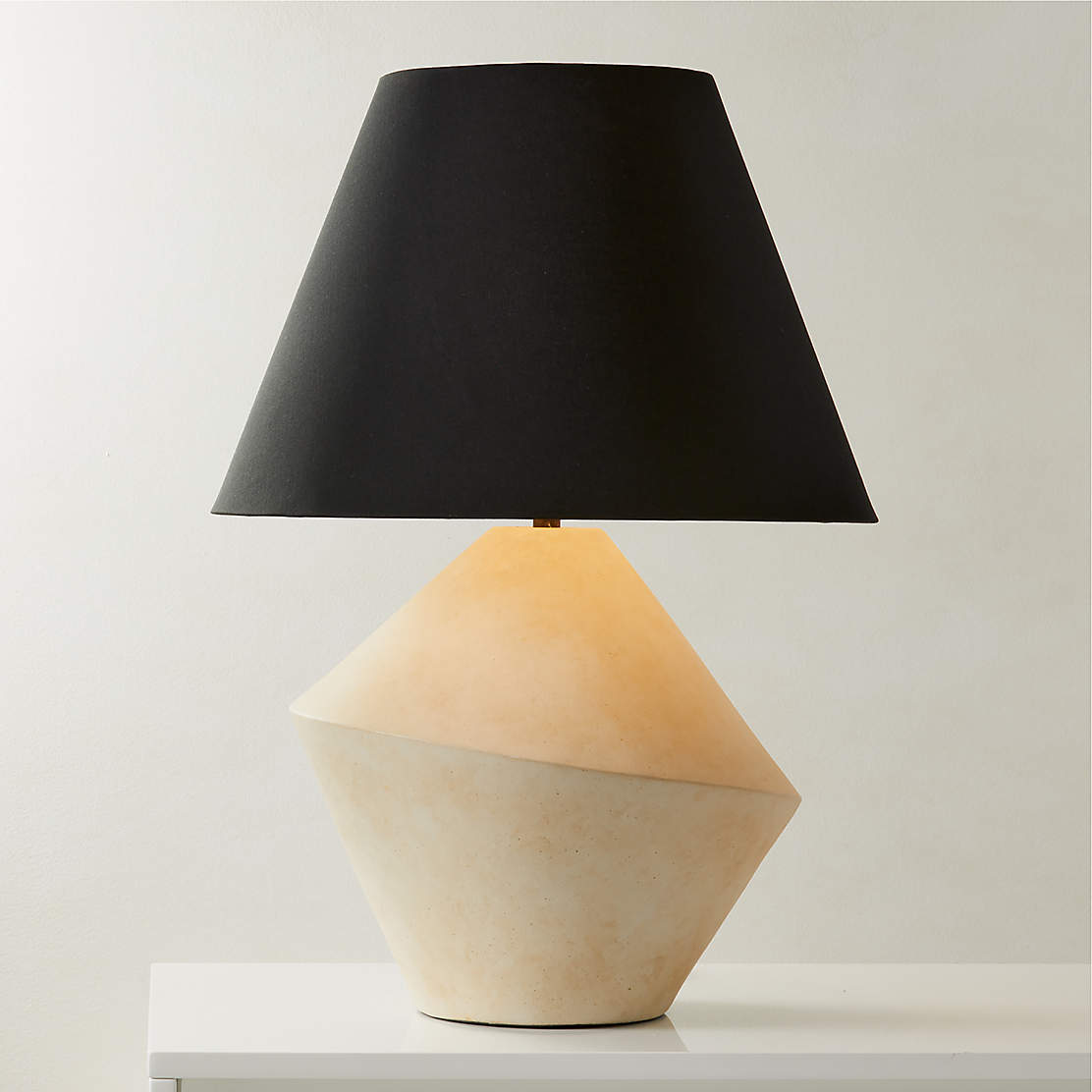 Block Black Lacquered Linen Table Lamp + Reviews | CB2 Canada