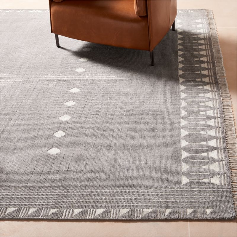 Saffioti Hand-Knotted Charcoal Grey New Zealand Wool Area Rug 9'x12 ...