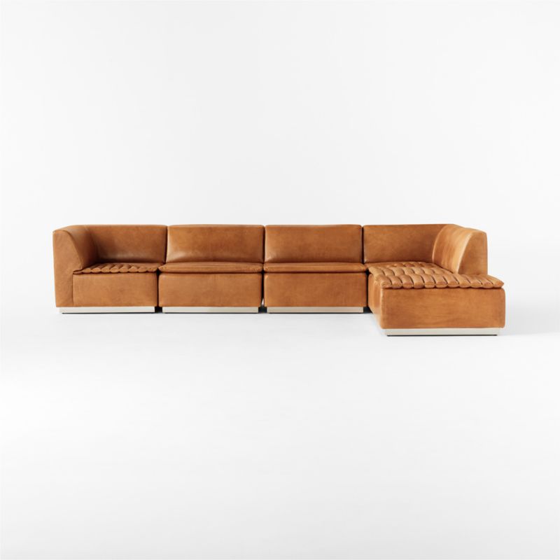 Salon Leather 6-Piece Sectional Sofa Bello Saddle | CB2 Canada