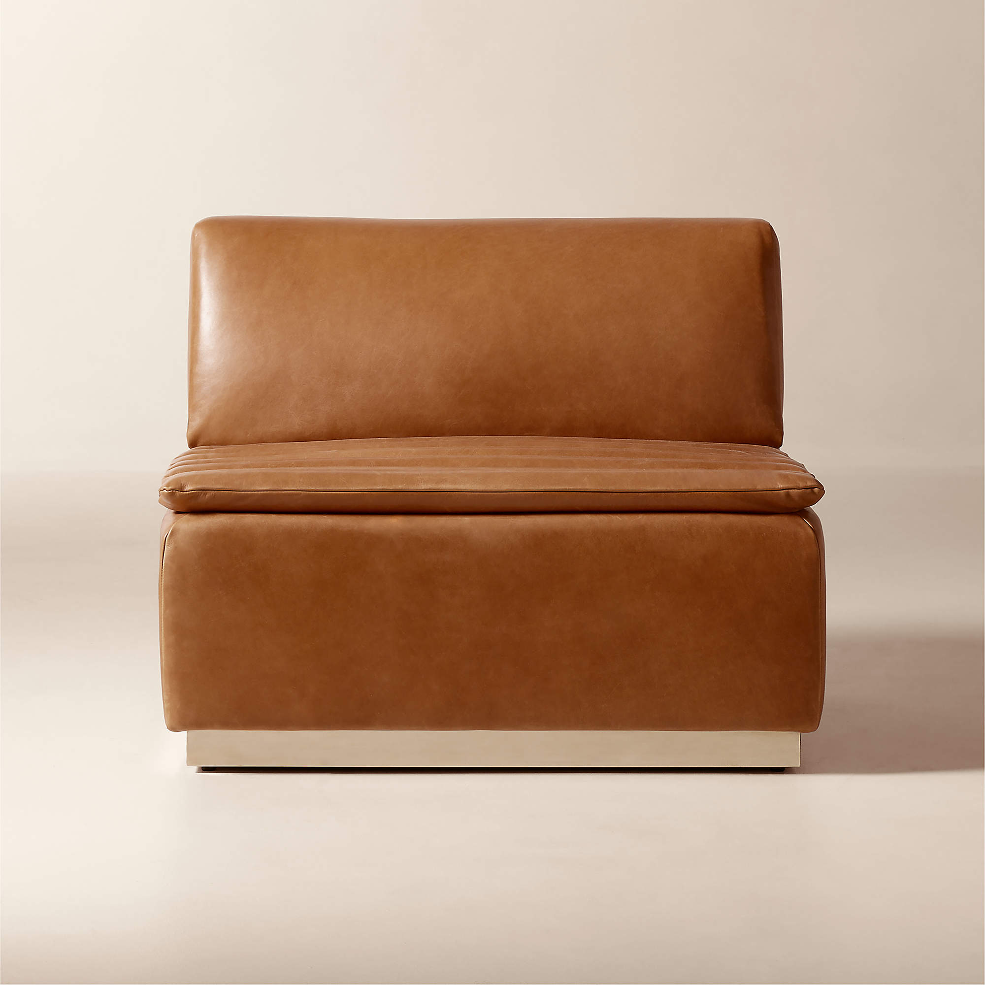 Salon Saddle Leather Armless Chair | CB2
