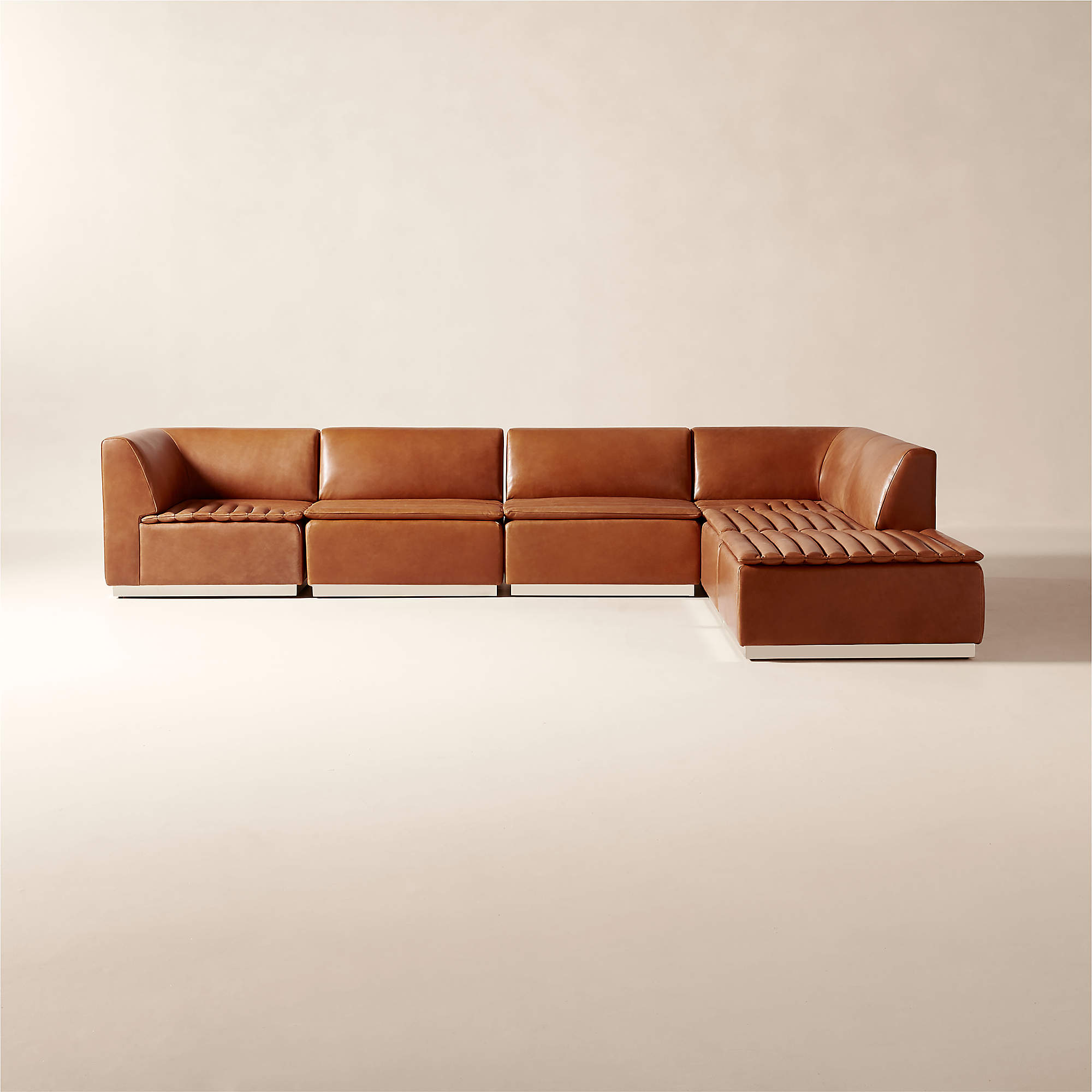 Salon 6-Piece L-Shaped Saddle Leather Sectional Sofa | CB2