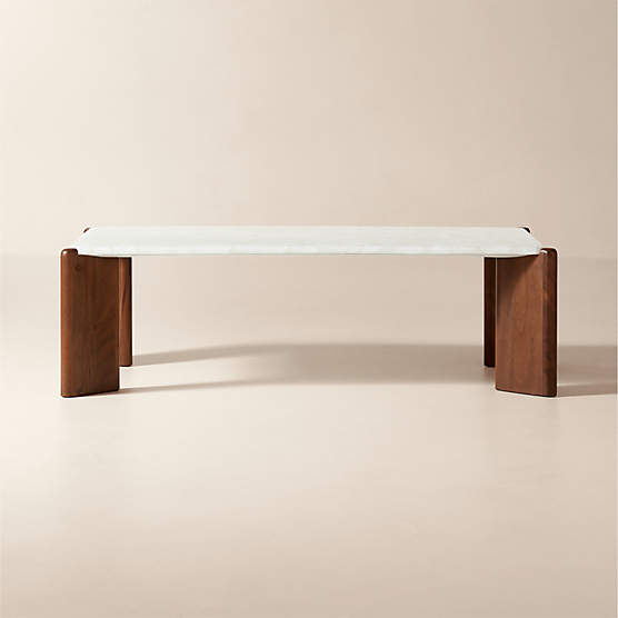 Crescent 46" Square Travertine Coffee Table | CB2