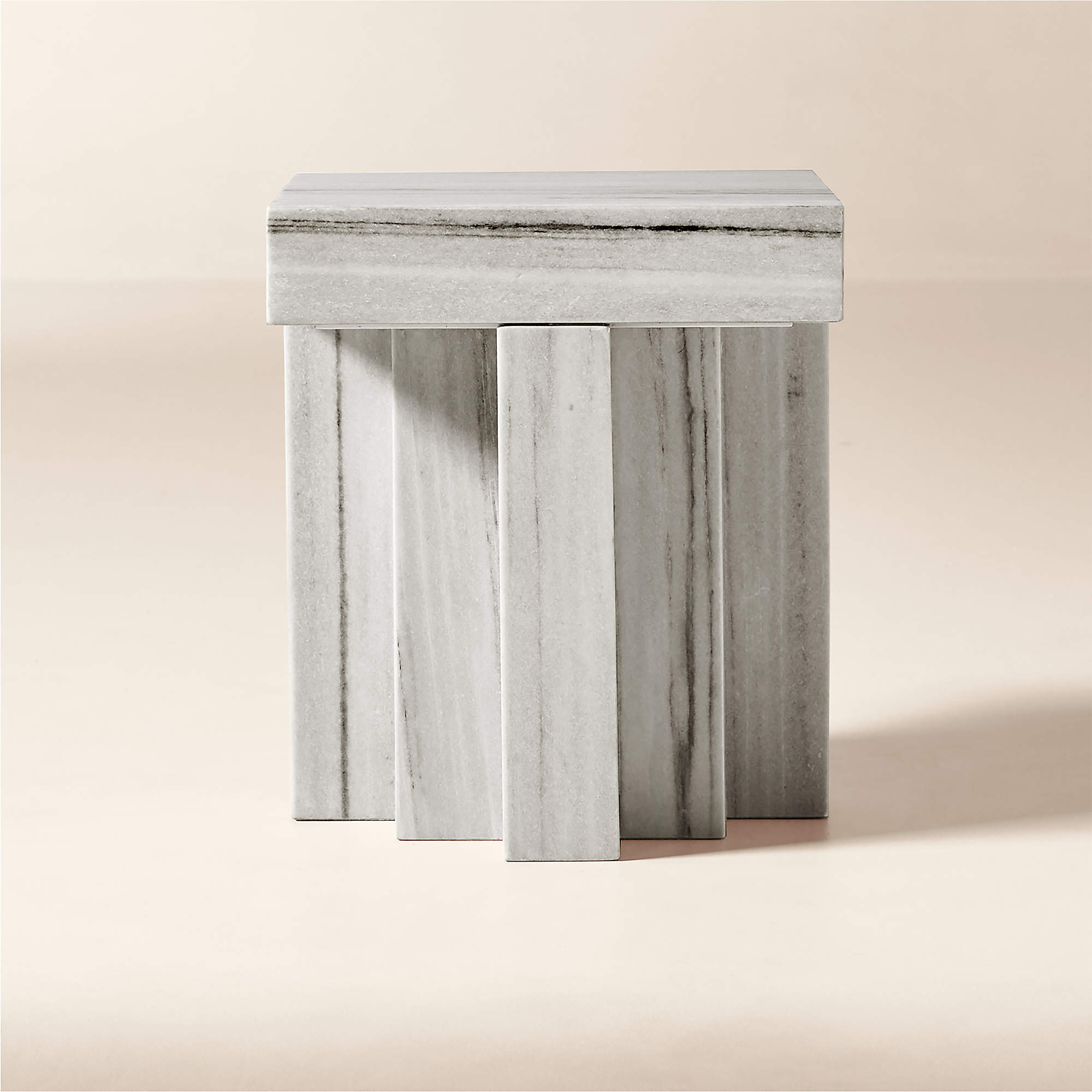 Scada White Marble Side Table | CB2 Canada