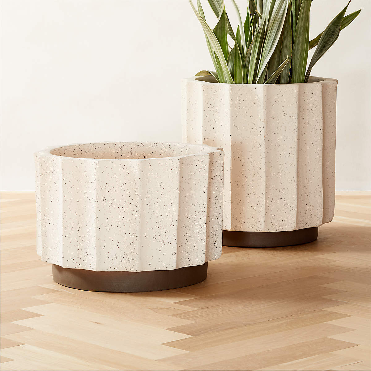 Scallop White Clay Indoor/Outdoor Planters | CB2 Canada