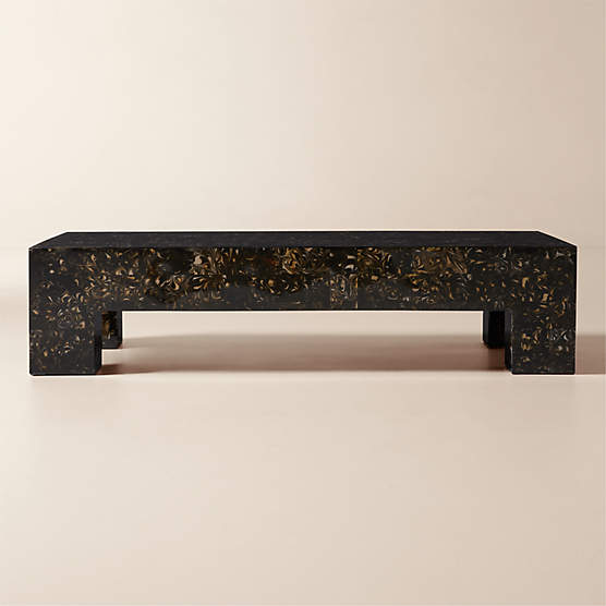 Crescent 46" Square Black Resin Coffee Table | CB2