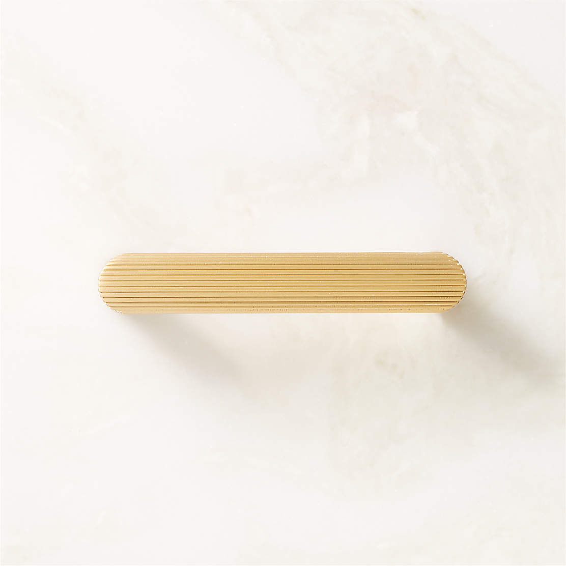 Curveaux Curved Brushed Brass Cabinet Handle with Backplate 5" | CB2 Canada