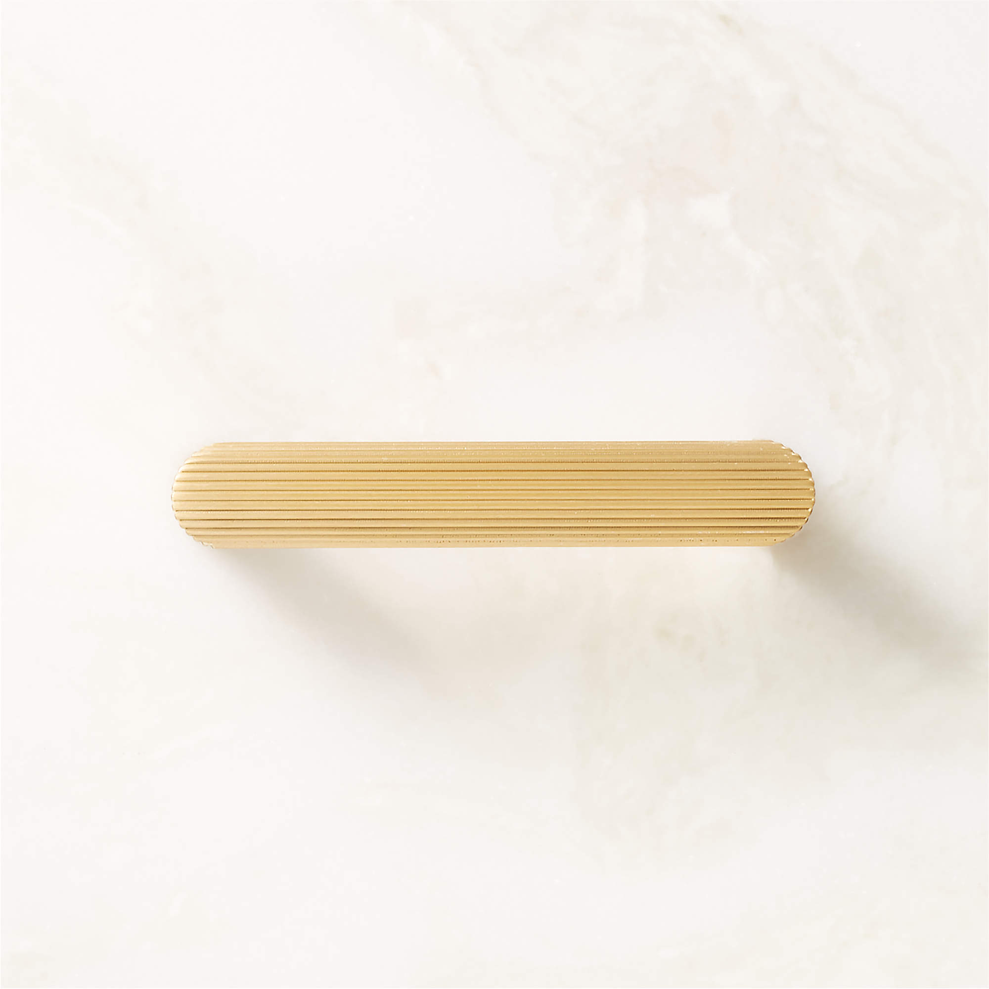 Curveaux Scored Brushed Brass Cabinet Handles | CB2