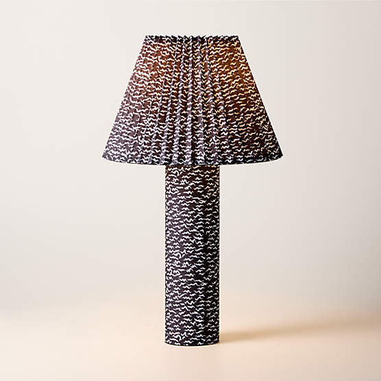 Block Black Lacquered Linen Table Lamp + Reviews | CB2