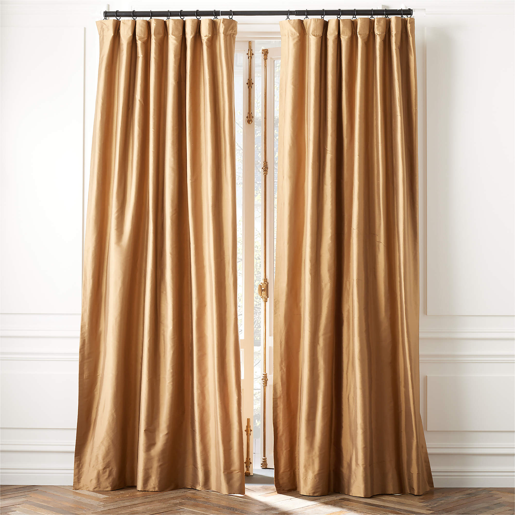 Seda Camel Brown Dupioni Silk Window Curtain Panel 48"x96'' + Reviews | CB2