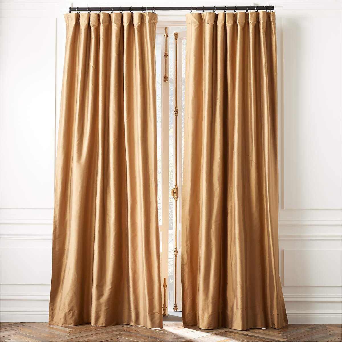 Seda Camel Brown Dupioni Silk Window Curtain Panel 48"x96'' + Reviews | CB2