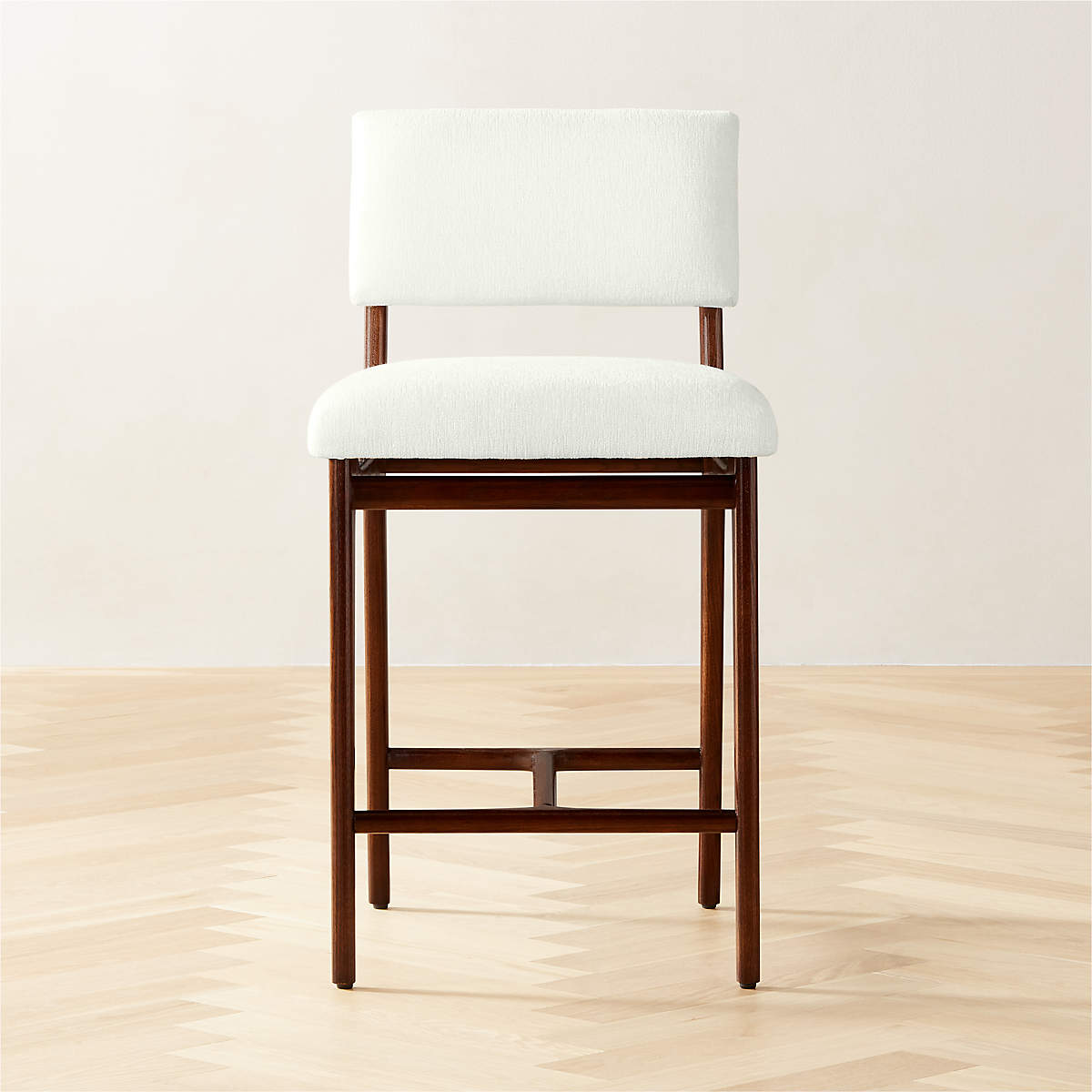 Selby White Upholstered Counter Stool Set of 2 + Reviews | CB2 Canada
