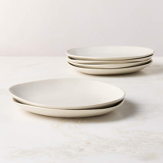 Drift Tan Dinner Plates with Reactive Glaze Set of 6 + Reviews | CB2