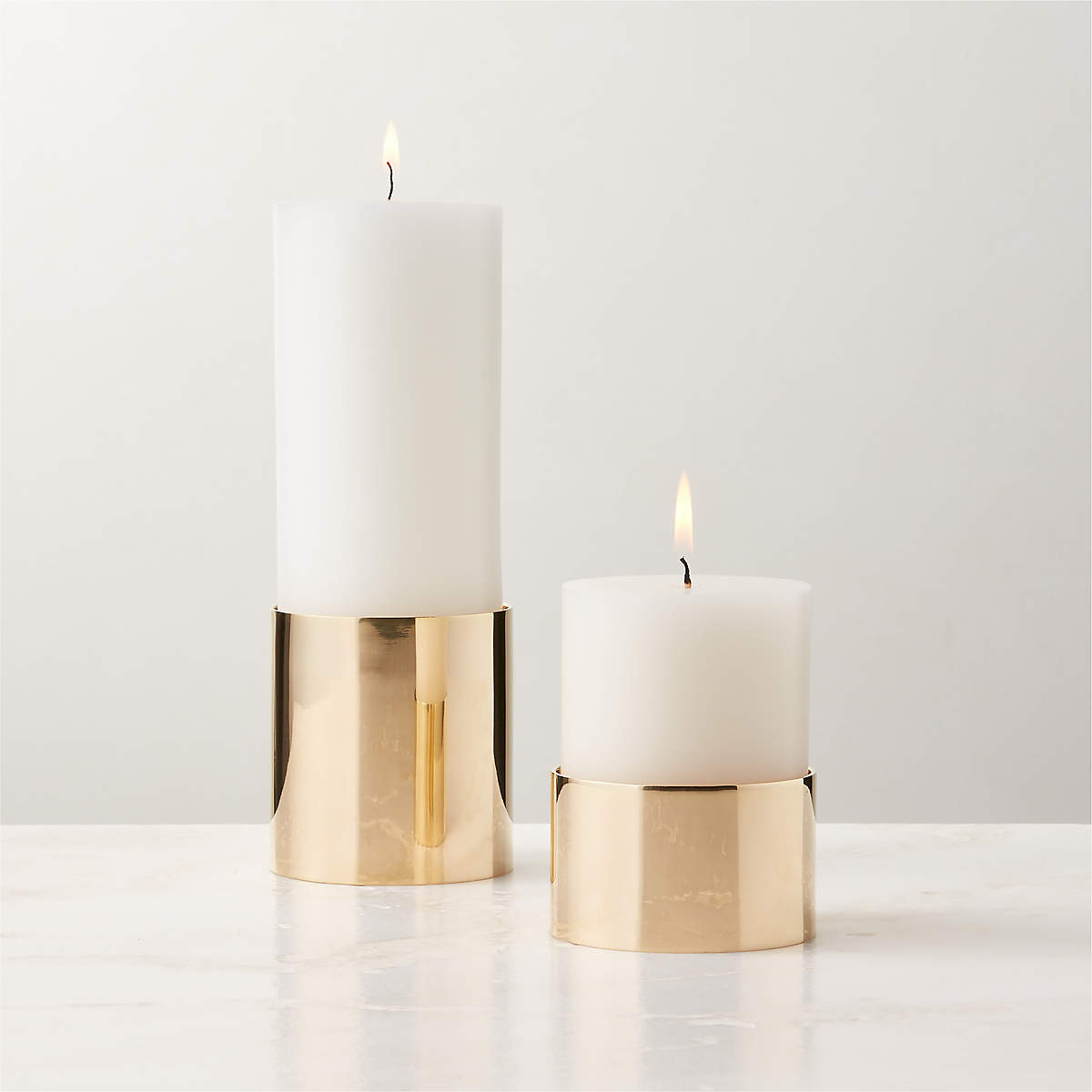 Sembel Brass Pillar Candle Holders Set of 2 + Reviews | CB2