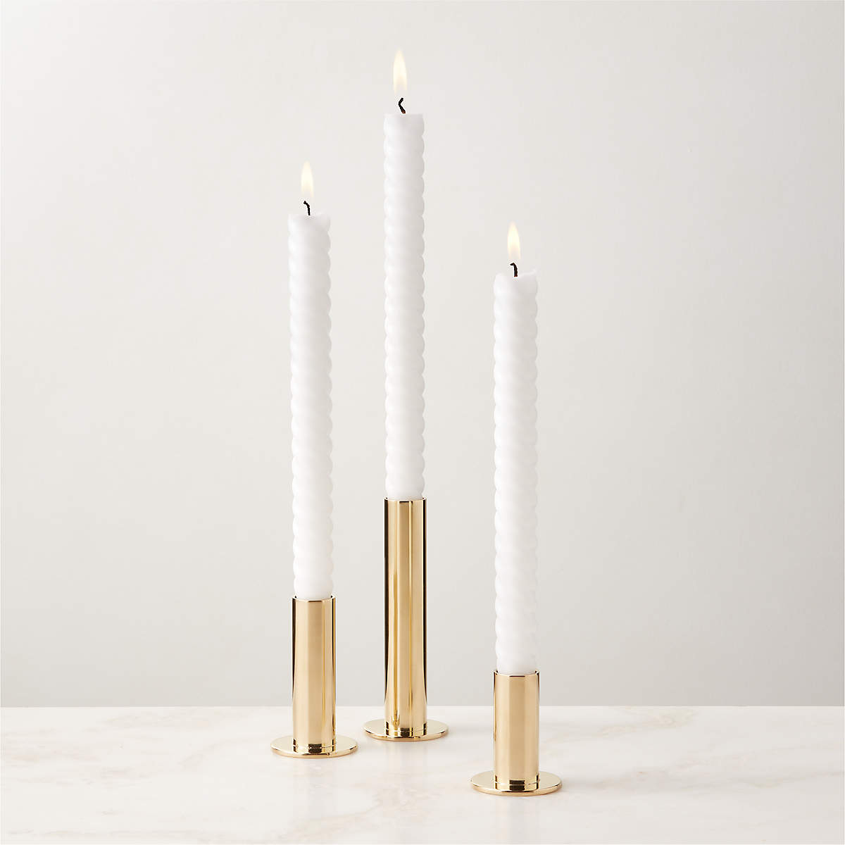 Sembel Brass Taper Candle Holders Set of 3 + Reviews | CB2 Canada