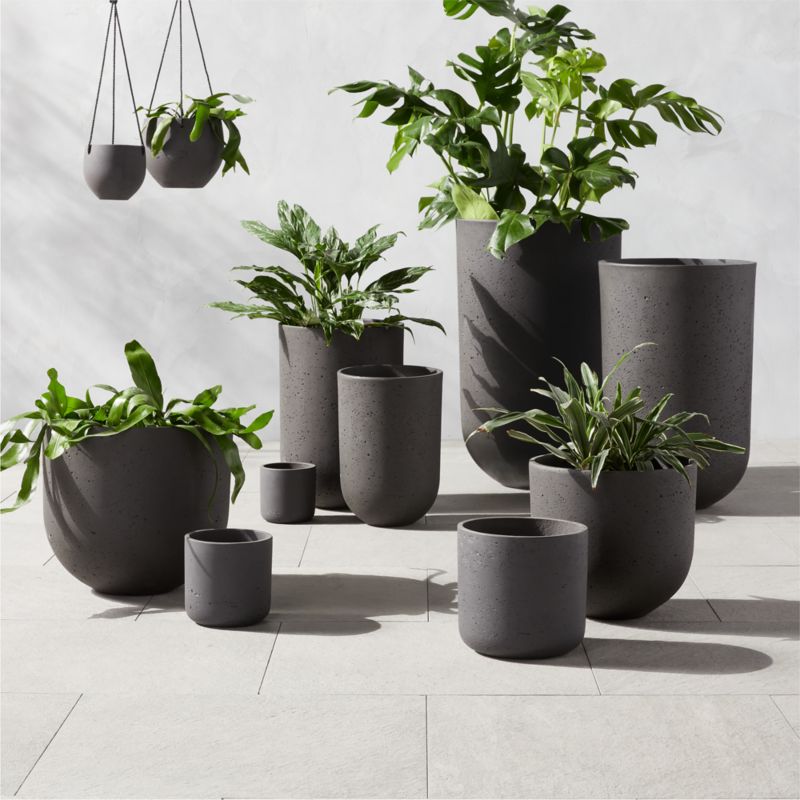Seminyak Black Indoor/Outdoor Modern Cement Planters | CB2 Canada
