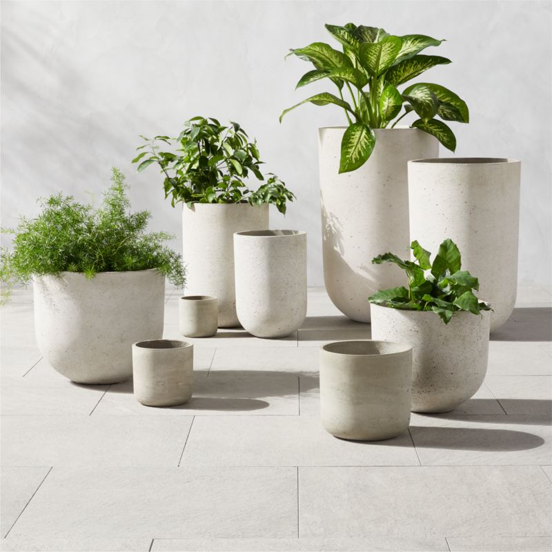 Seminyak Grey Indoor/Outdoor Modern Cement Planters | CB2 Canada