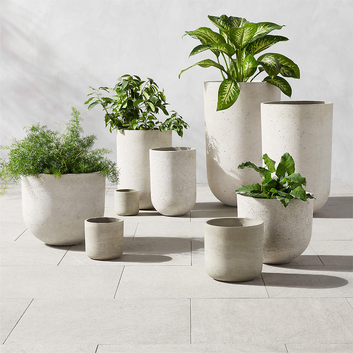 Seminyak Grey Indoor/Outdoor Modern Cement Planters | CB2