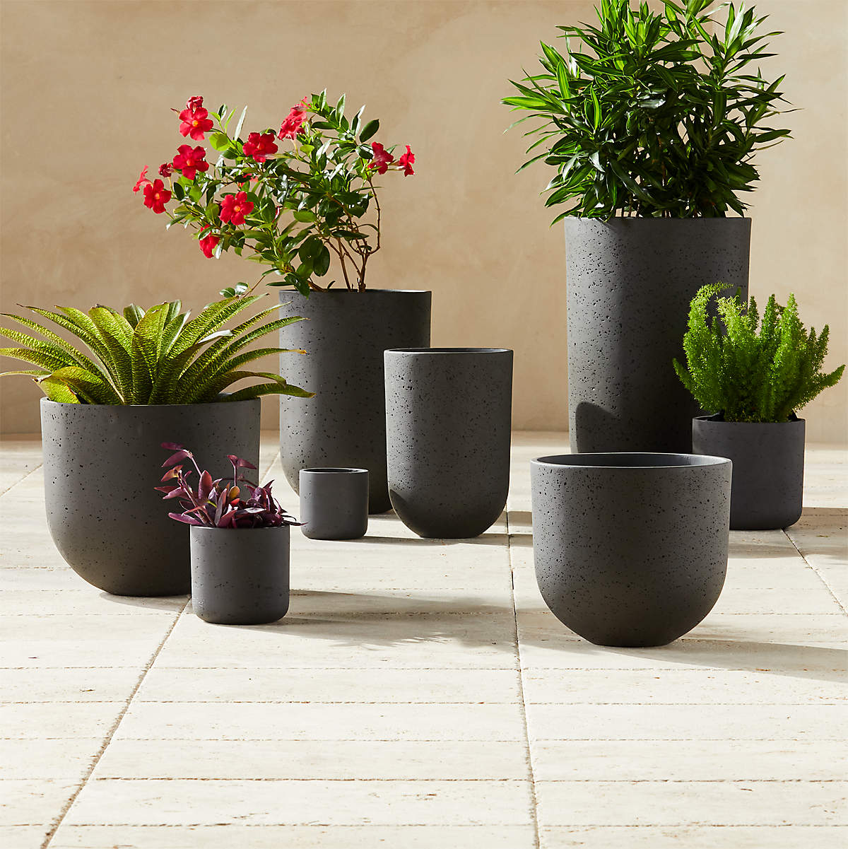 Seminyak Black Indoor/Outdoor Modern Cement Planters | CB2 Canada
