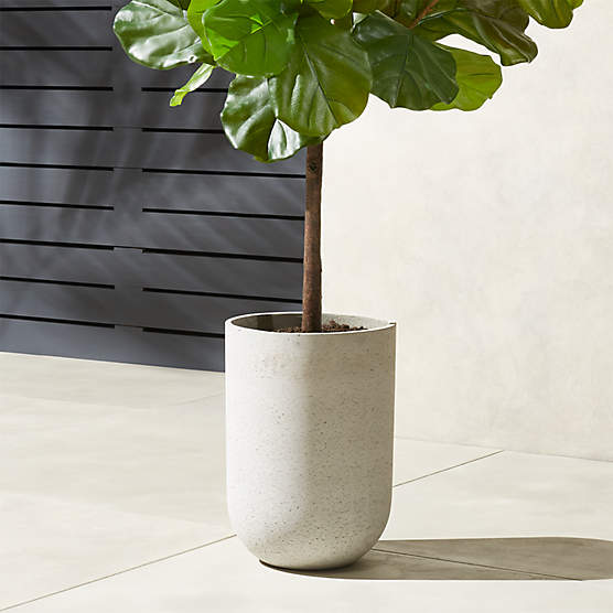 Komo Green Striped Ceramic Indoor/Outdoor Planter Large + Reviews | CB2