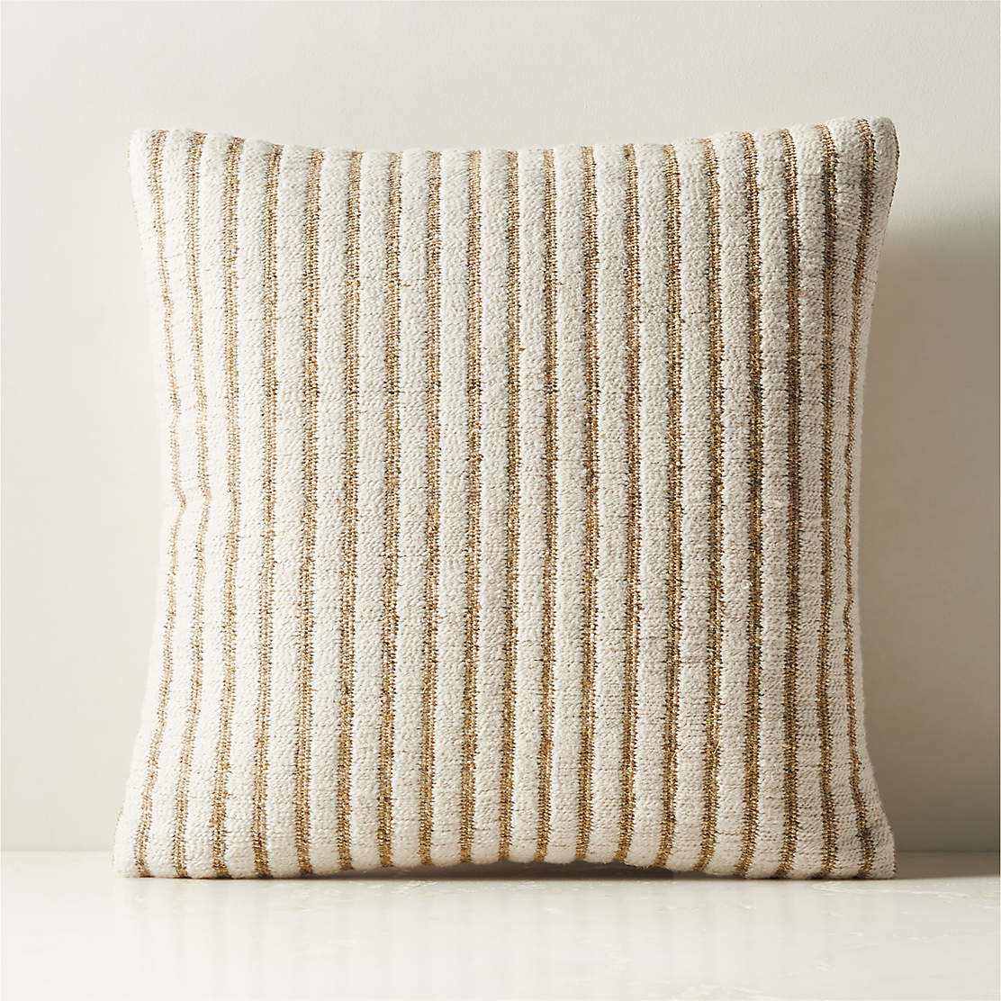 Cove Light Brown Jute and Cotton Throw Pillow Cover 18" | CB2