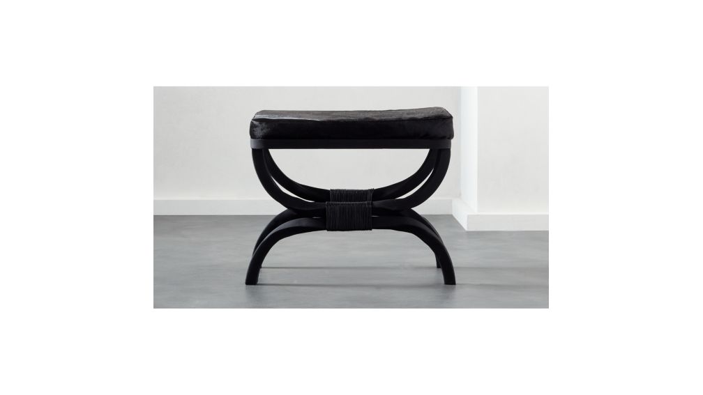 Serpette Black Cowhide Stool + Reviews | CB2
