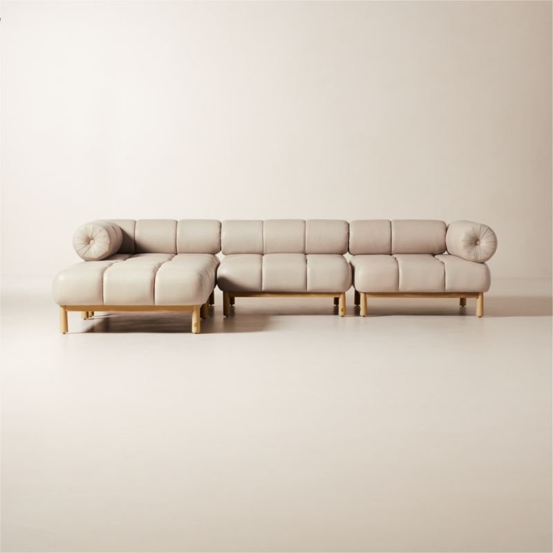 Sevigne 4-Piece Modular L-Shaped Bone Leather Sectional Sofa by goop | CB2 Canada