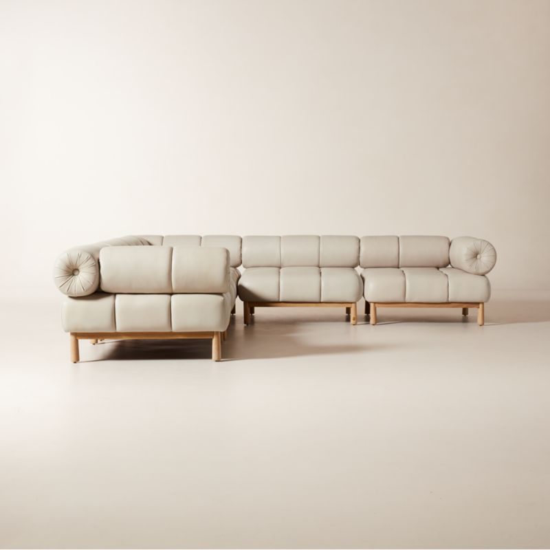 Sevigne 5-Piece Modular L-Shaped Bone Leather Sectional Sofa by goop | CB2 Canada