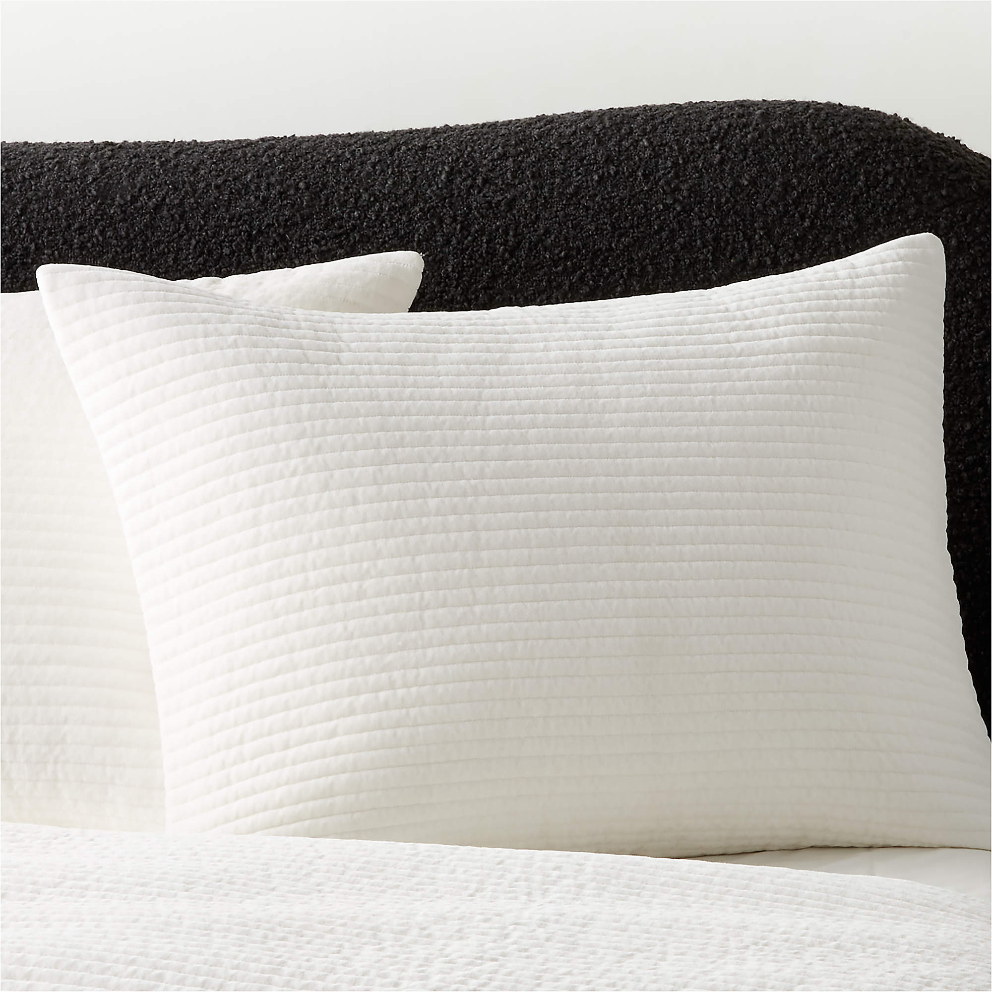 Shadow Ivory Velvet Full/Queen Quilt + Reviews | CB2