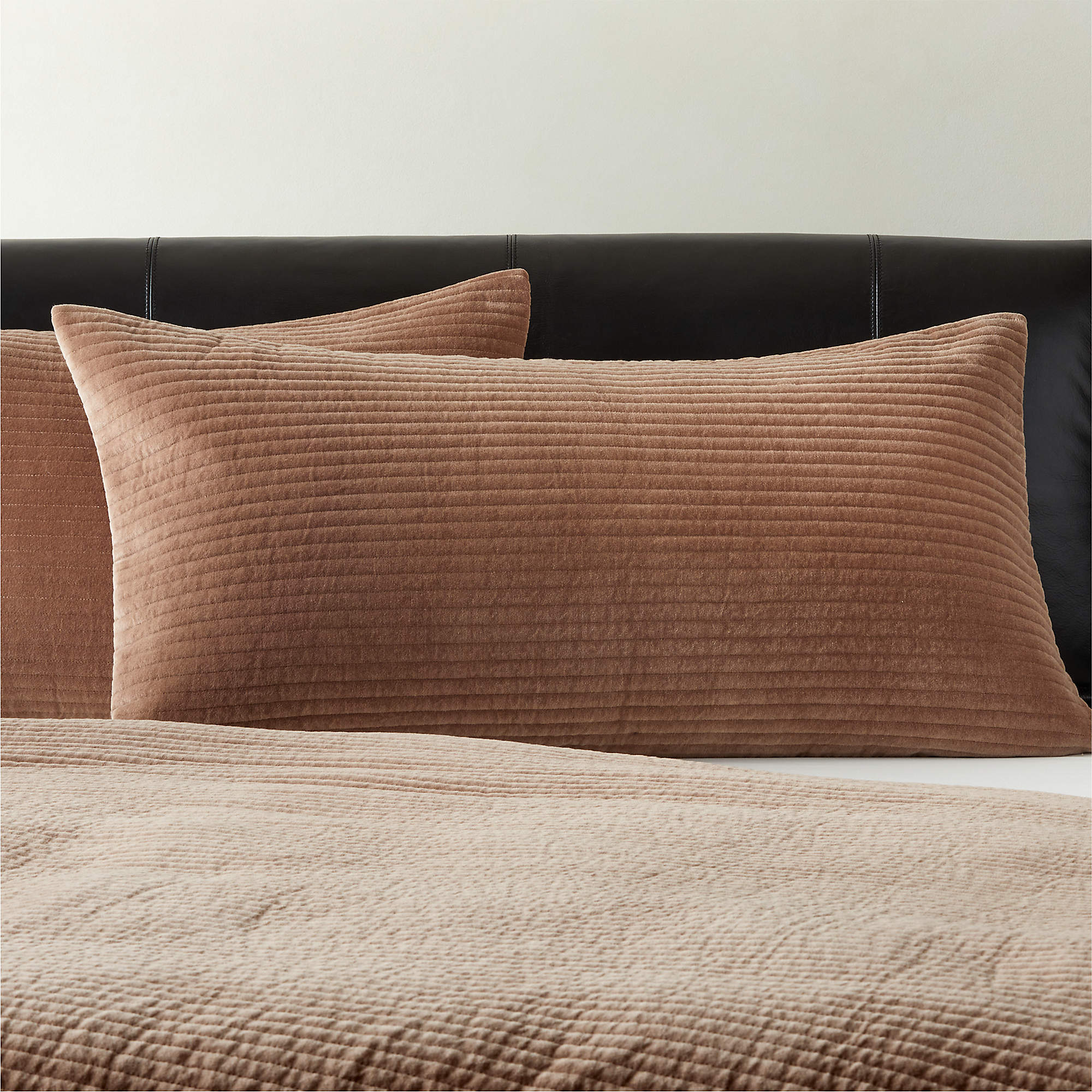 Shadow Toffee Velvet King Pillow Shams Set of 2 + Reviews | CB2