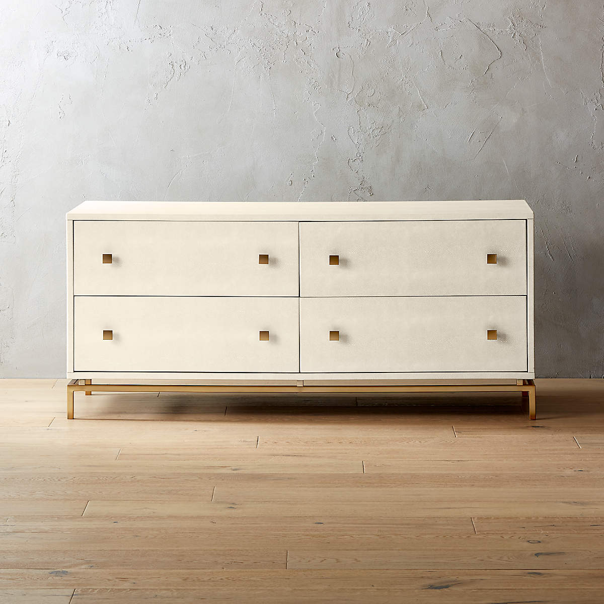 Ivory Shagreen Embossed Low Dresser | CB2
