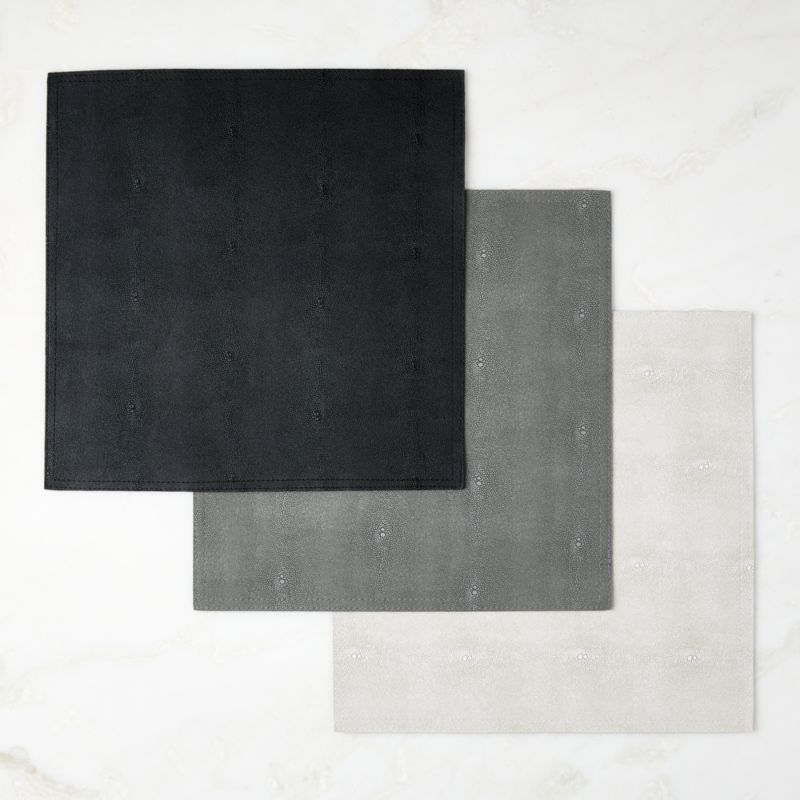 Black Shagreen Faux-Leather Square Placemat + Reviews | CB2