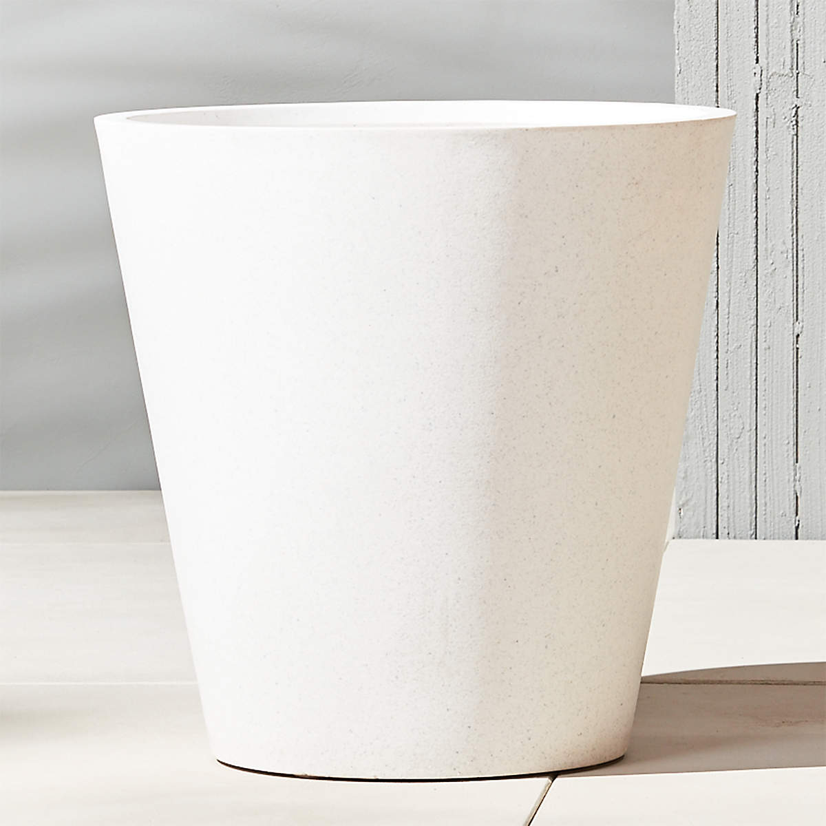 Shore Modern White Stone Outdoor Planter Large + Reviews | CB2
