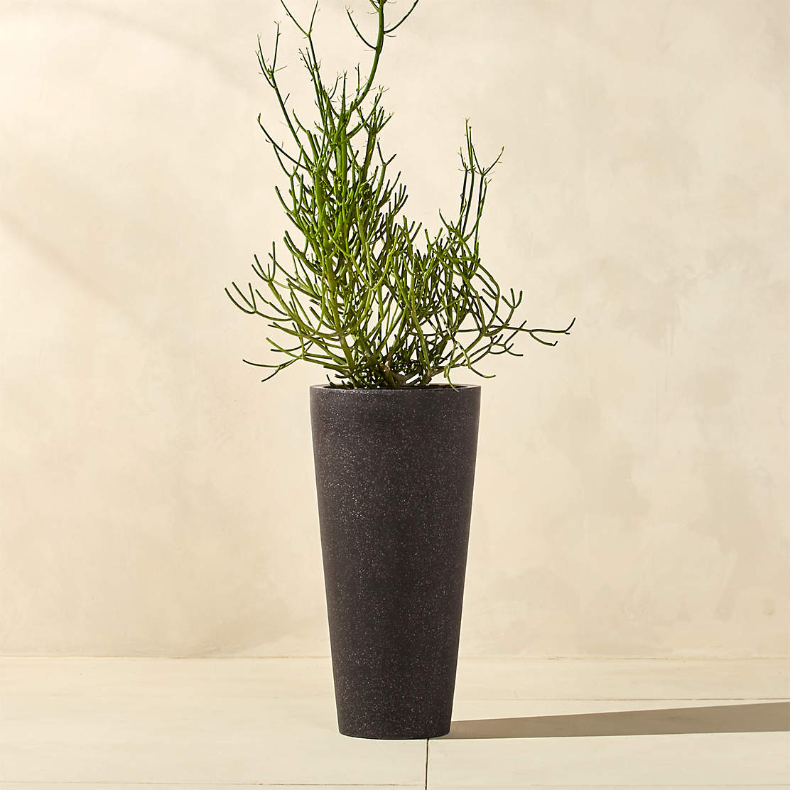 Angular Modern Black Cement Outdoor Planter Large + Reviews | CB2