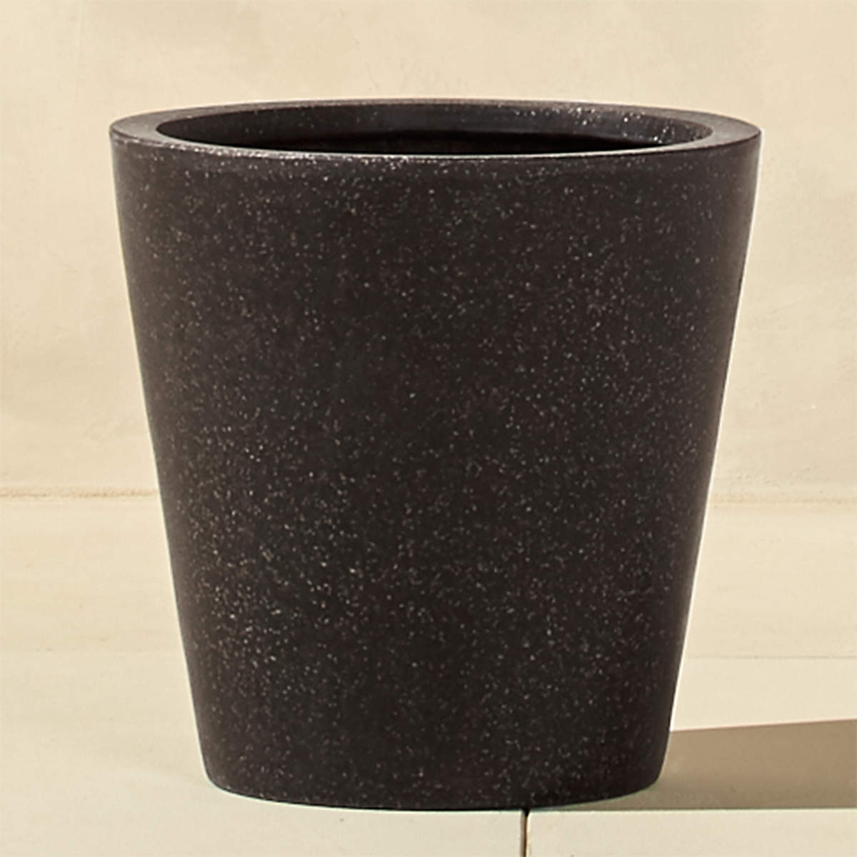 Shore Modern Black Stone Outdoor Planter Medium + Reviews | CB2 Canada