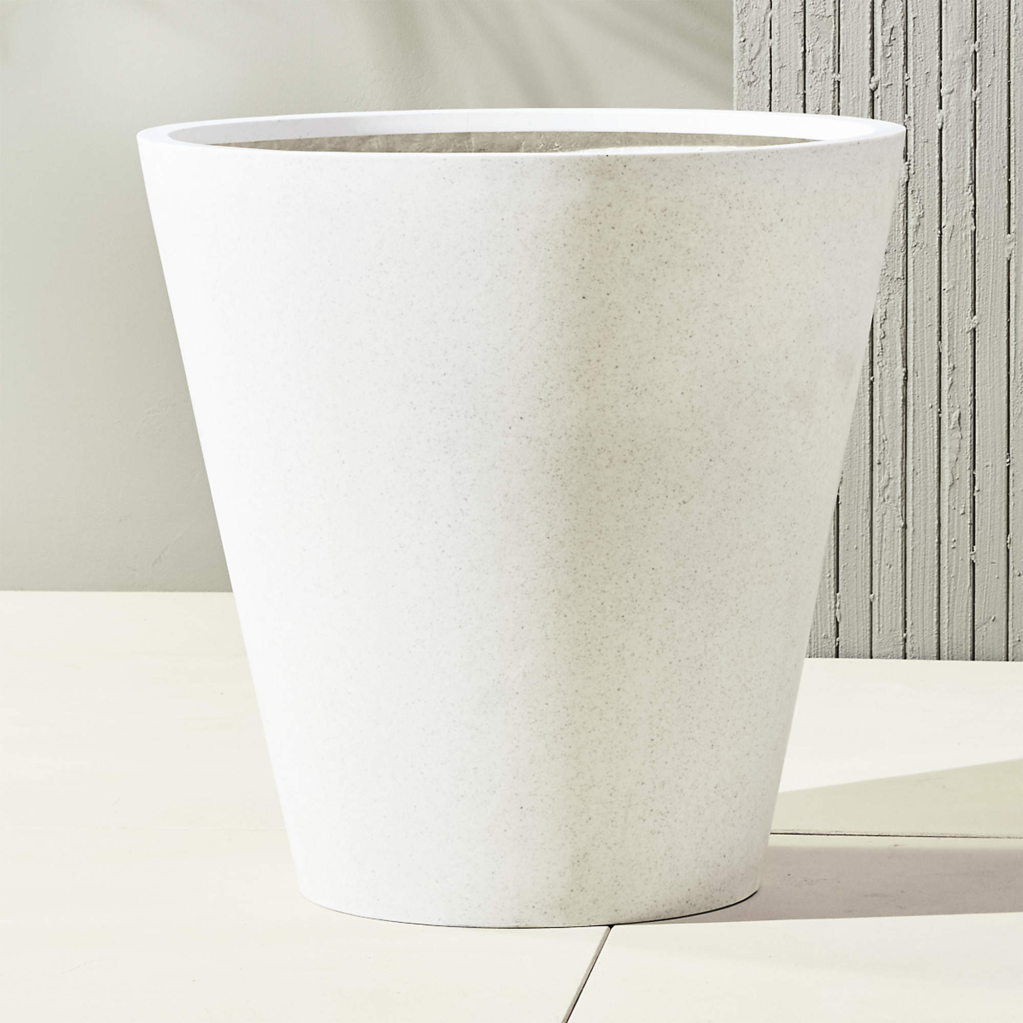 Shore Modern White Stone Outdoor Planter XL + Reviews | CB2