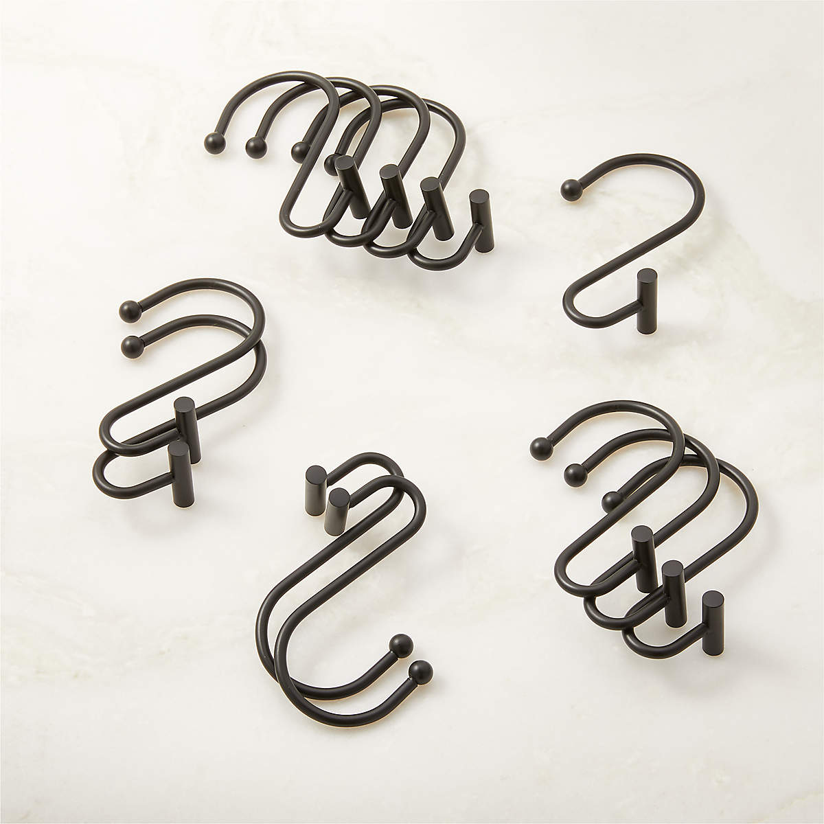 Modern Black Shower Rings Set of 12 + Reviews | CB2