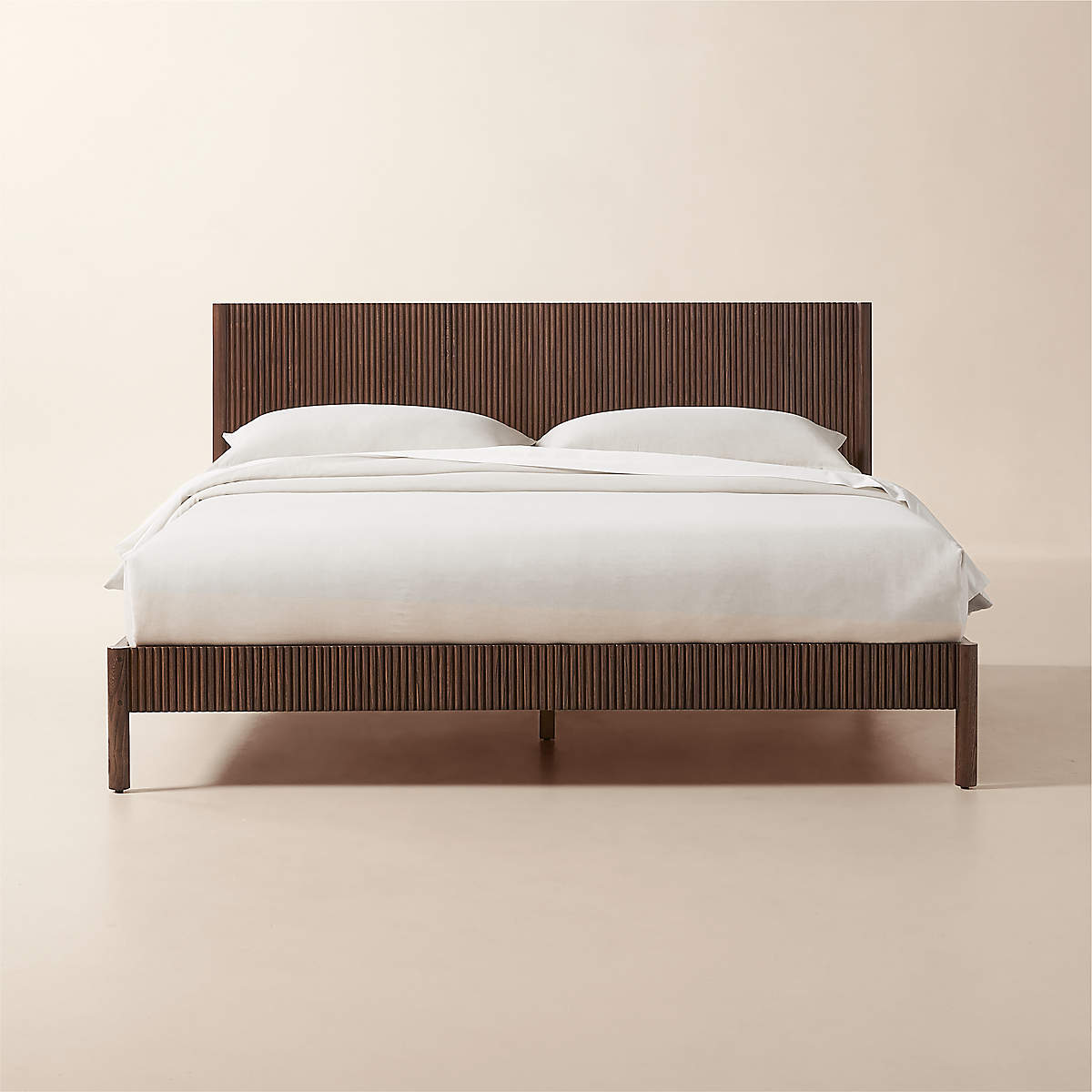 Siro Dark Mindi Wood King Bed + Reviews | CB2 Canada