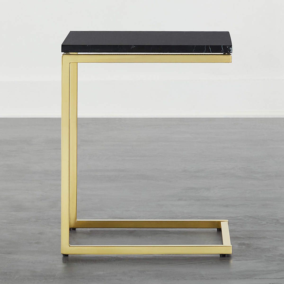Smart Brass C Table with Black Marble Top | CB2