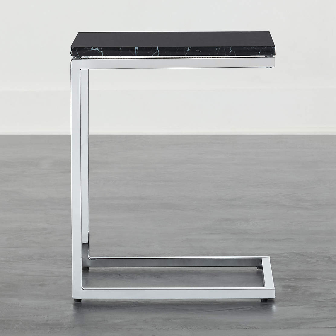 Smart Black C Table with White Marble Top + Reviews | CB2 Canada