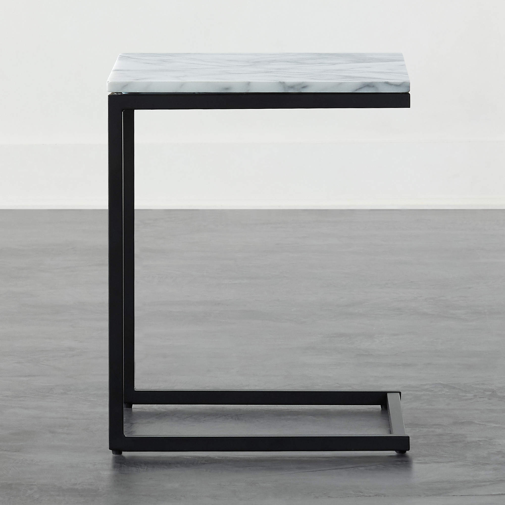 Smart Black C Table with White Marble Top | CB2 Canada