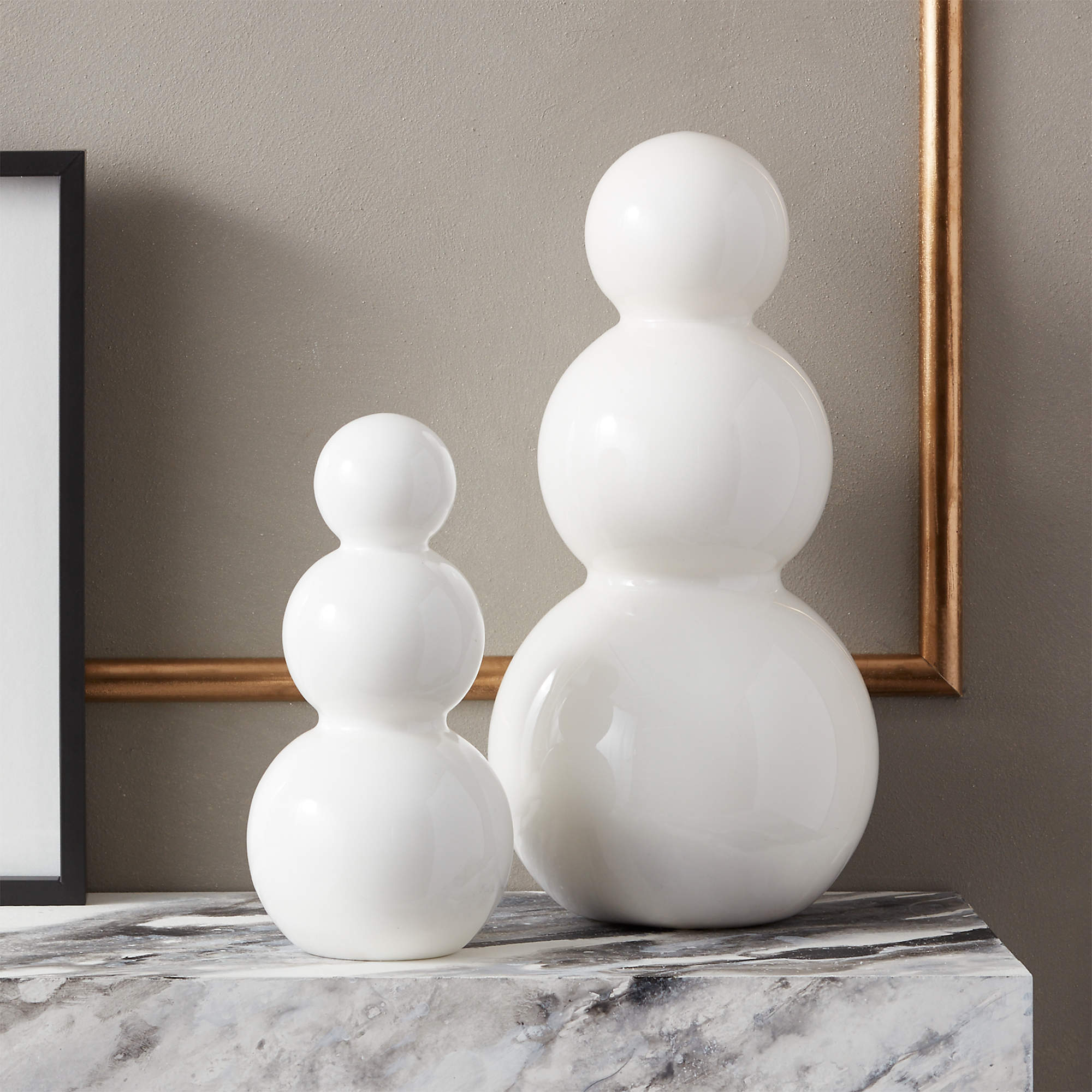 White Glass Holiday Snowman | CB2