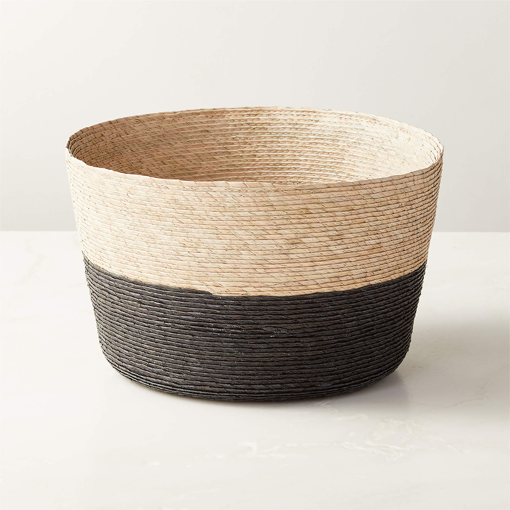 Sol Modern Handwoven Black and Natural Decorative Storage Basket Medium ...