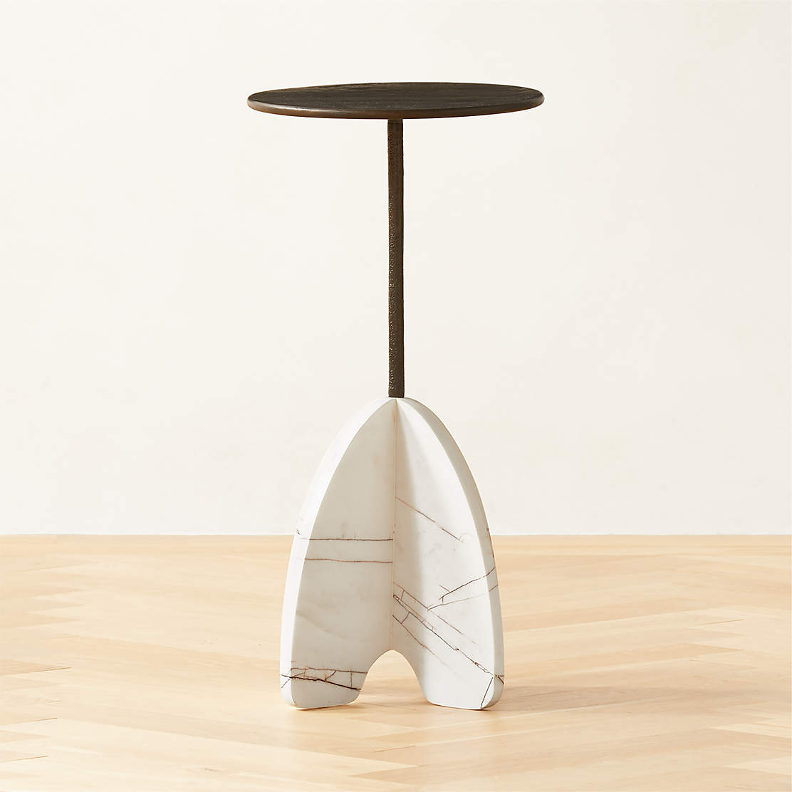 I Beam Red Marble Side Table + Reviews | CB2