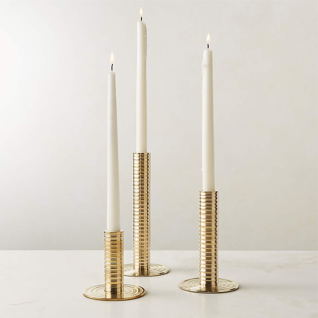 Sembel Brass Taper Candle Holders Set of 3 + Reviews | CB2