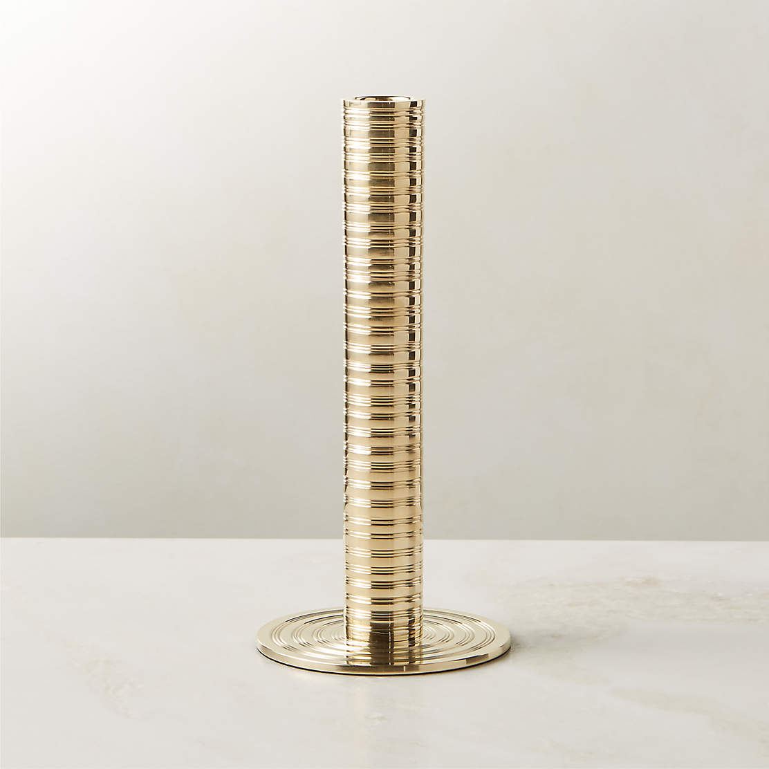 Spencer Brass Taper Candle Holder Medium + Reviews | CB2