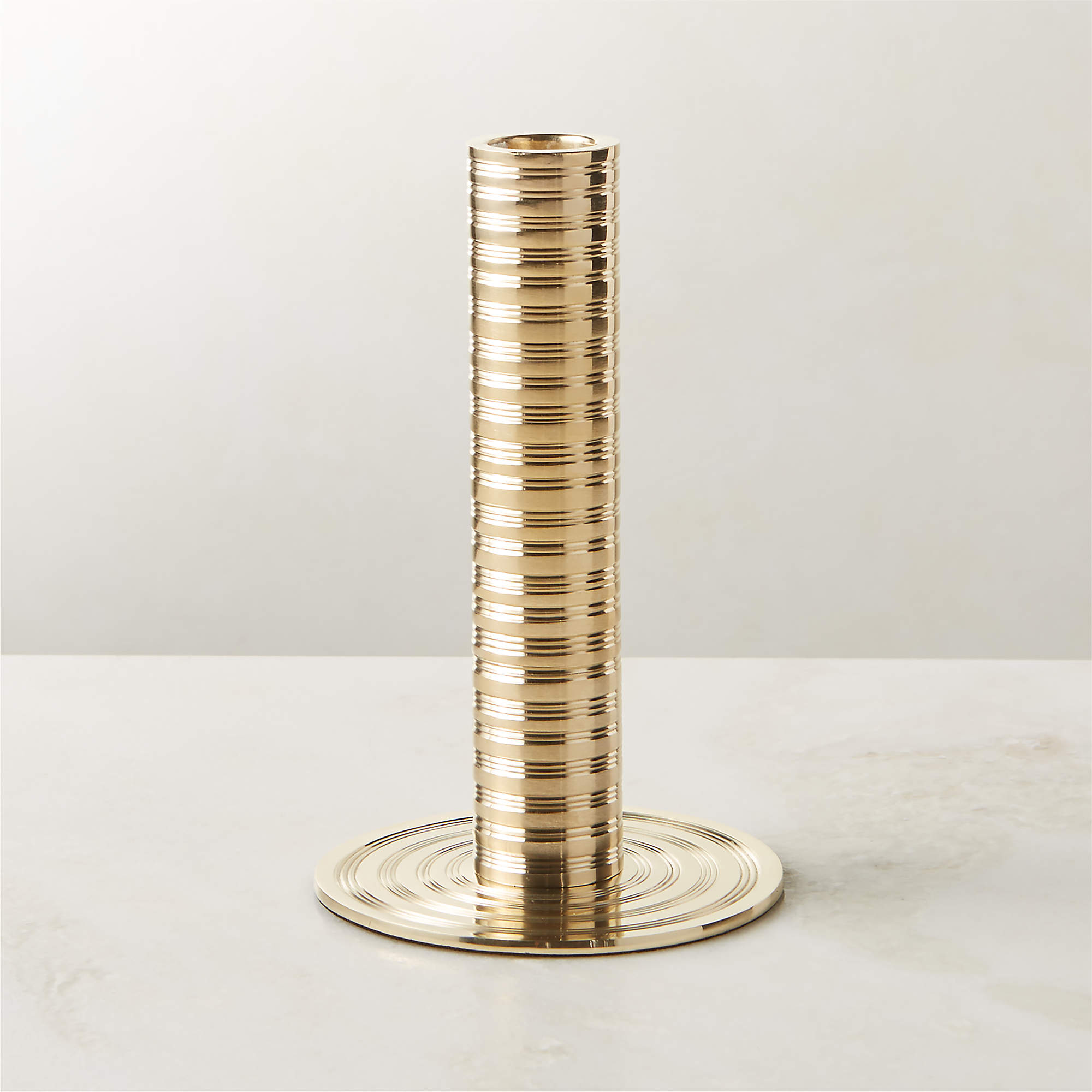 Spencer Brass Taper Candle Holder Medium + Reviews | CB2