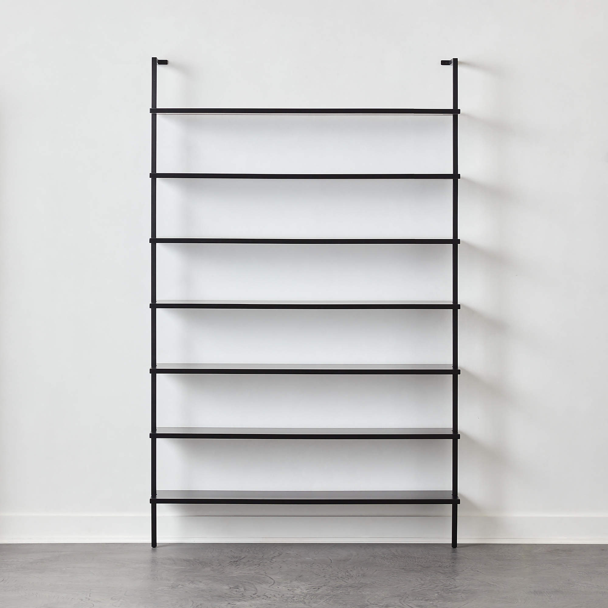 Stairway Modern Wide Black Metal Wall Mount Bookshelf 96'' | CB2