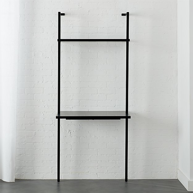 Stairway Modern Black Wall Mount Desk with Shelf 72.5 Reviews CB2
