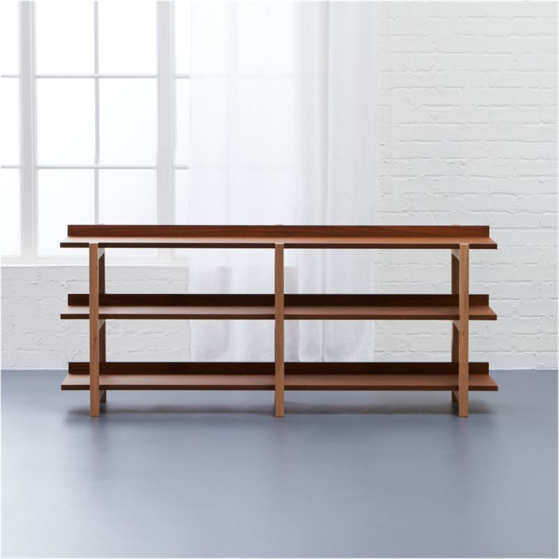 Stax Modern Brown Wood Console Table + Reviews | CB2