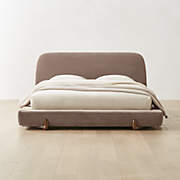 Stivale Light Brown Velvet Queen Bed + Reviews | CB2